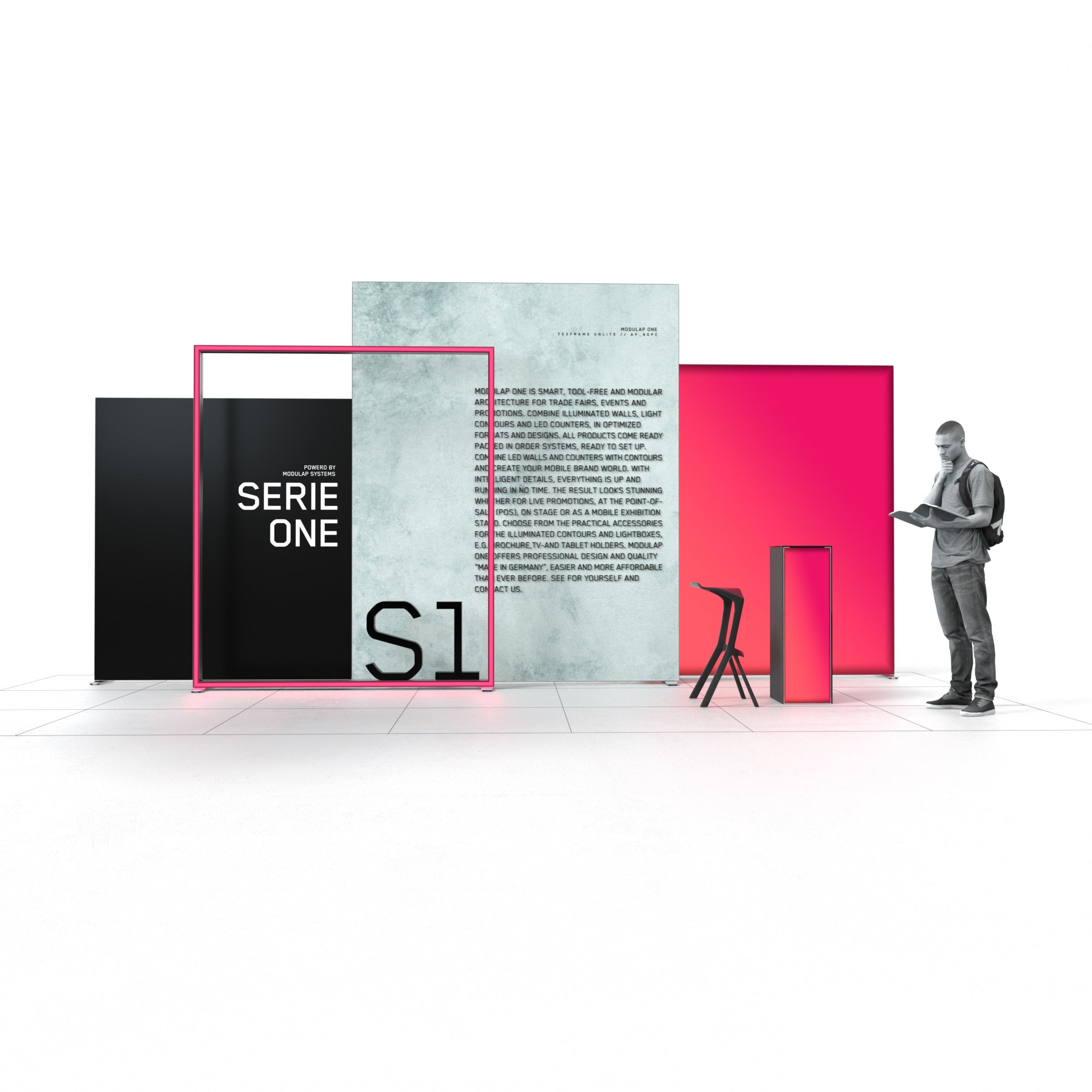 Modular Event Stand Lightboxes, Lightframe and Texframe | FREY – MODULAP Systems